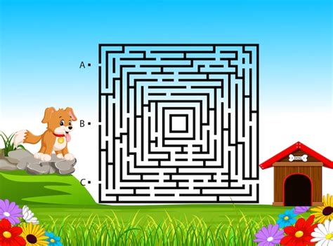 미취학 아동을위한 미로 게임 프리미엄 벡터
