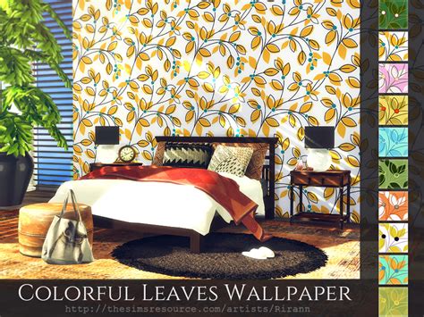 Colorful Leaves Wallpaper By Rirann At Tsr Sims 4 Updates