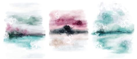 추상 수채화 풍경 손으로 그린 배경 프리미엄 벡터