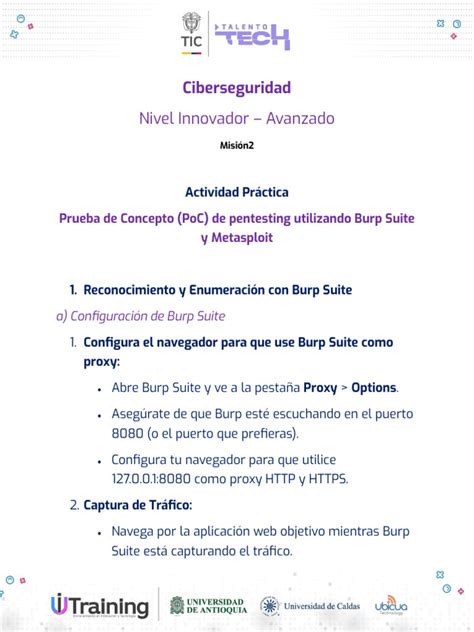 Prueba De Concepto Poc De Pentesting Utilizando Burp Suite Y Metasploit Pdf Servidor Proxy