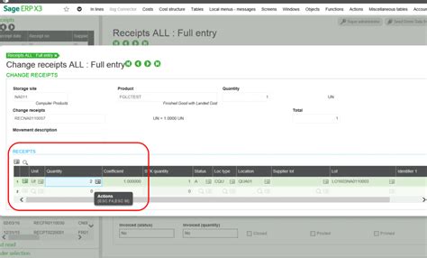 Modifying A Purchase Receipt In Sage X3