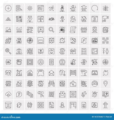 Set Of 100 Universal Modern Thin Line Icons For Mobile And Web Mix Business Icons Like Arrows