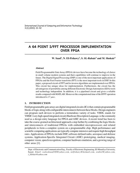 pdf a 64 point i fft processor implementation over fpga