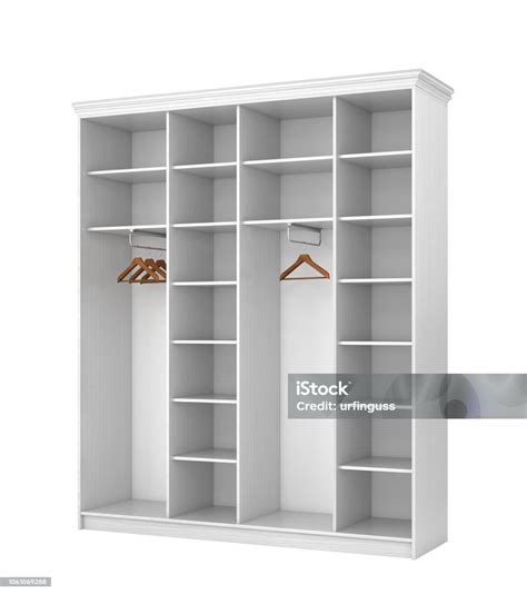흰색 배경에 고립 된 흰색 장식과 흰색 클래식 옷장 3 차원 일러스트 레이 션 0명에 대한 스톡 사진 및 기타 이미지 0명 3차원 형태 가구 Istock
