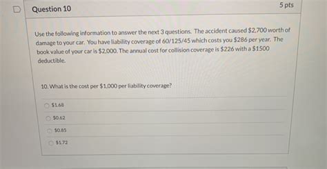 Solved Question 10 5 Pts Use The Following Information To