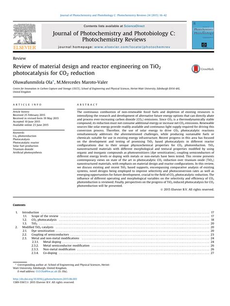 Pdf Review Of Material Design And Reactor Engineering On Tio2 Photocatalysis For Co2 Reduction