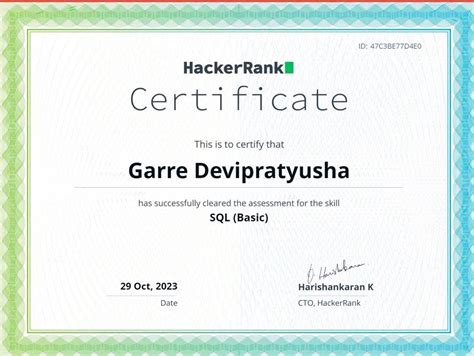 devipratyusha garre on linkedin hacker rank certification on sql basic