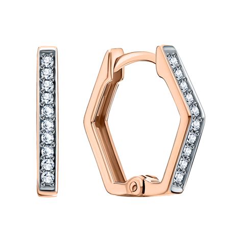 Золотые серьги с бриллиантами БРИЛЛИАНТЫ ЯКУТИИ 72475-C5R-01: розовое ...