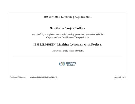 Samiksha Jadhav On Linkedin Machinelearning Ibm Cognitiveclass Achievementunlocked