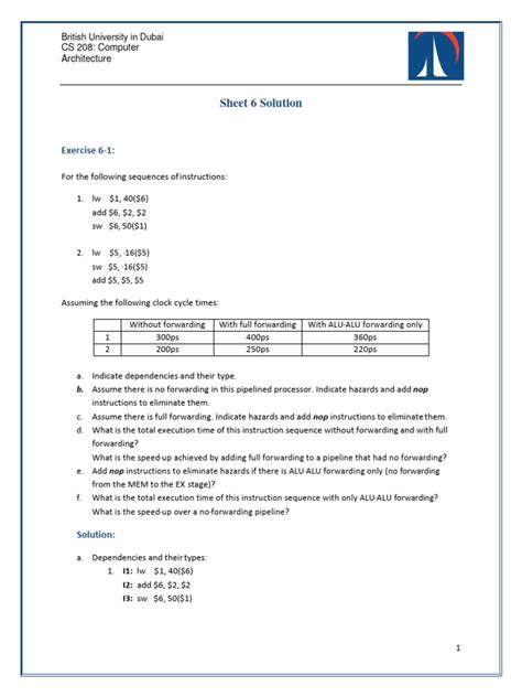 Computer Architecture Sheet 6 Solution Pdf Computer Engineering