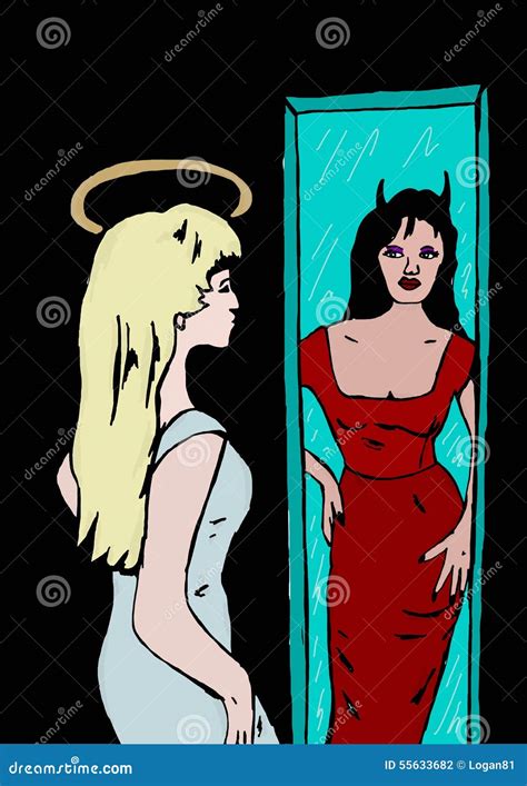 Angel Or Devil Stock Illustration Illustration Of Woman 55633682