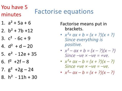 Factorise Quadratics Lesson 1