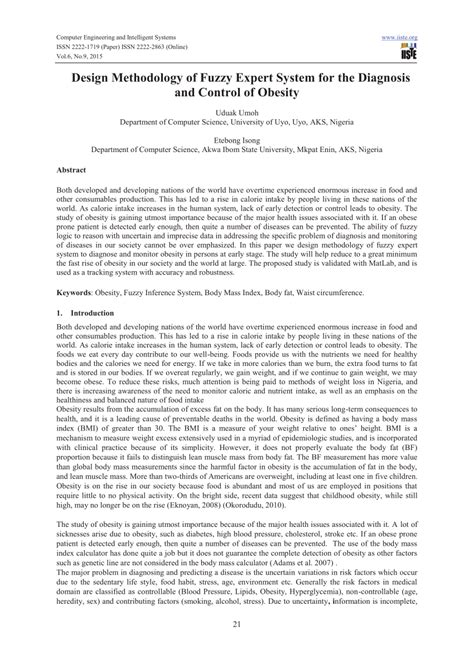 Pdf Design Methodology Of Fuzzy Expert System For The Diagnosis And Control Of Obesity