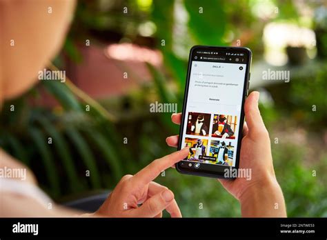 February 5 2023 Mirissa Sri Lanka Using Openai Dall E On Phone Woman Testing Artificial