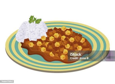 카라풀크라 마른 감자로 만든 전통적인 페루 요리 스튜 고기와 함께 볶음 라틴 아메리카 음식 흰색 배경에 격리된 벡터 그림 건강한 식생활에 대한 스톡 벡터 아트 및 기타