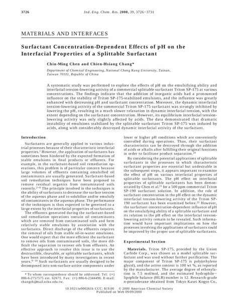 Pdf Surfactant Concentration Dependent Effects Of Ph On The Interfacial Properties Of A