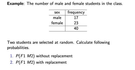 Solved Example The Number Of Male And Female Babes In Chegg Com