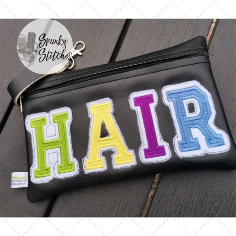 Hair Block Letter Bean Zipper Bag