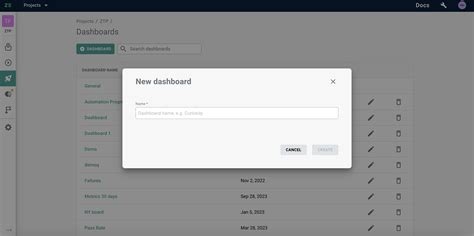 dashboards documentation