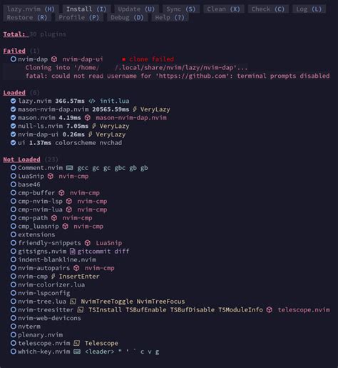 Cant Get Nvim Dap To Installload Rneovim