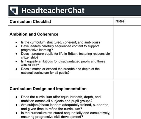 comprehensive curriculum evaluation framework and checklist school