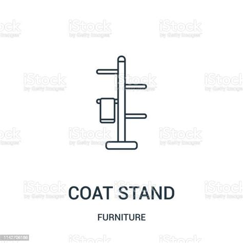 가구 컬렉션에서 코트 스탠드 아이콘 벡터입니다 얇은 라인 코트 스탠드 개요 아이콘 벡터 일러스트 레이 션입니다 웹 및 모바일 앱 로고 인쇄 미디어에 사용할 선형 기호입니다