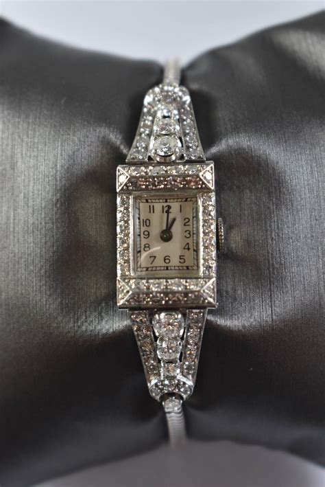 Art Deco Platinum Ladies Wristwatch With Diamonds For Sale At 1stdibs