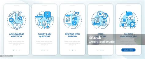Objection Handling Process Blue Onboarding Mobile App Screen Stock Illustration Download Image