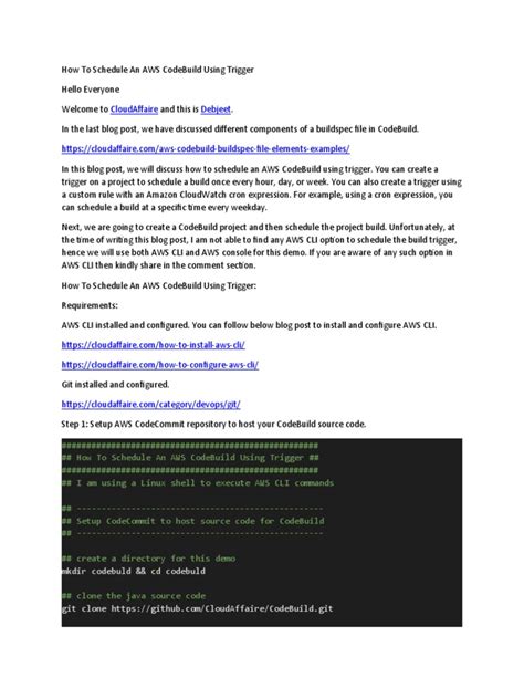 4 How To Schedule An Aws Codebuild Uisng Trigger Using Aws Cli Pdf