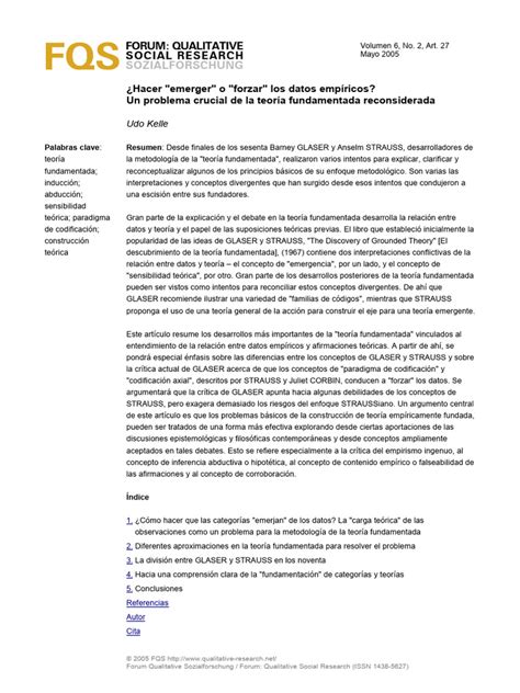 Hacer Emerger O Forzar Los Datos Empíricos Un Problema Crucial De La Teoría Fundamentada
