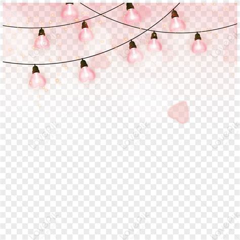 핑크 로맨틱 발렌타인 데이 조명 일러스트 효과 문자열 테두리만화낭만적 인 Png 일러스트 무료 다운로드 Lovepik