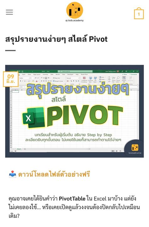 วิศวกรสร้างภาพ สรุปรายงานง่ายๆ สไตล์ Pivot บทเรียนเวปไซต์ ลิ้งค์
