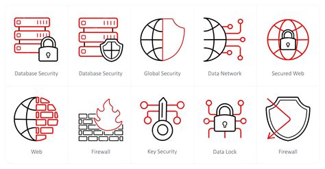 Premium Vector A Set Of 10 Security Icons As Database Security Global