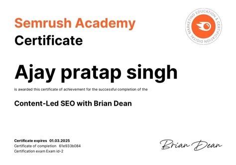 Finished Content Led Seo Course With Semrush Ajay Pratap Singh Shekhawat Posted On The Topic
