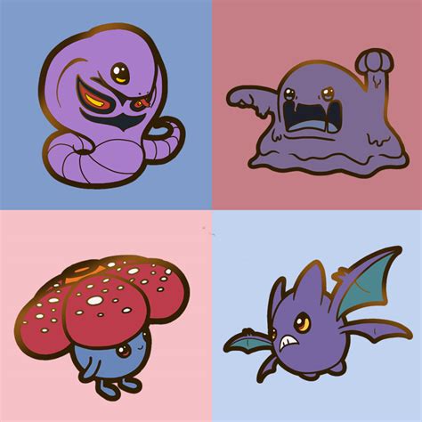 Poison Pokemon Pin Designs Ekans Muk Vileplume And Crobat By Me R