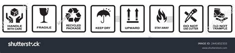 Fragile Package Icon Set Packaging Warning Stock Vector Royalty Free 2441652333 Shutterstock