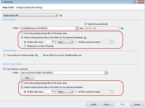 creating backups file settings sql backup 7 product documentation