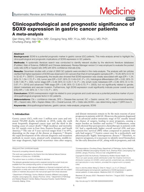 Pdf Clinicopathological And Prognostic Significance Of Sox9
