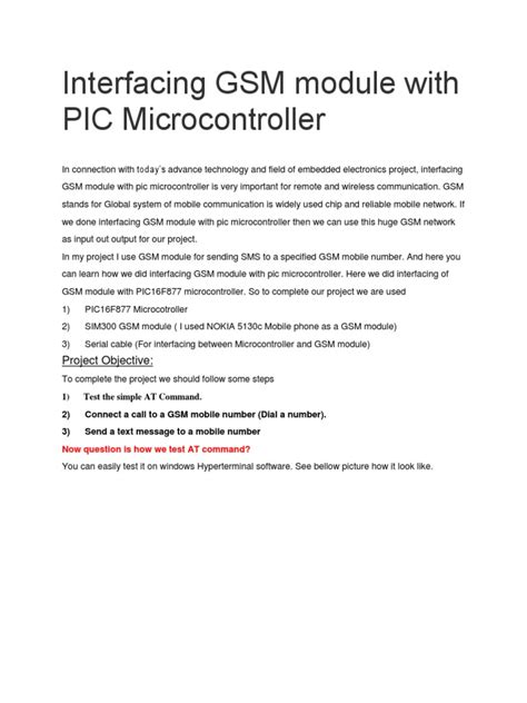 Interfacing Gsm Module With Pic Microcontroller Pdf Mobile Phones Gsm