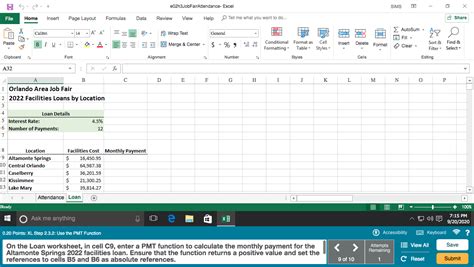 On The Loan Worksheet In Cell C9 Enter A PMT Chegg