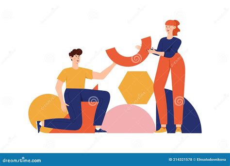 Teamwork Geometric Shapes Stock Vector Illustration Of Partner 214321578