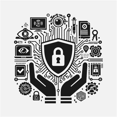 Premium Vector Cyber Security Vector Line Icon Black Or White Logo Protection Sign Shield