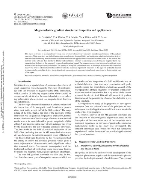 Pdf Magnetoelectric Gradient Structures Properties And Applications