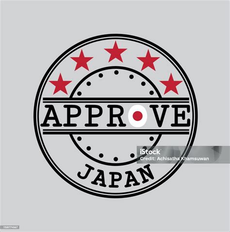 O 와 텍스트 일본의 모양으로 일본 국기로 로고를 승인하는 벡터 스탬프 0명에 대한 스톡 벡터 아트 및 기타 이미지 0명