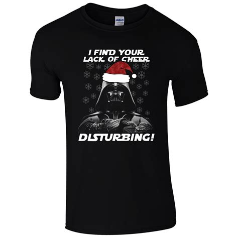 I Find Your Lack Of Cheer Disturbing T Shirt Darth Vader Santa Hat Christmas Top