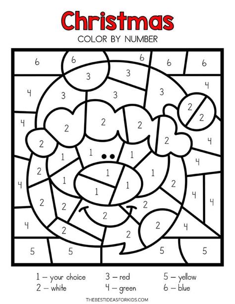 Christmas Color By Number Worksheets Printables Christmas Color By