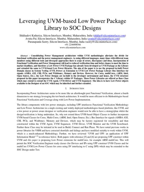 1063 Leveraging Uvm Based Low Power Package Library To Soc Designs