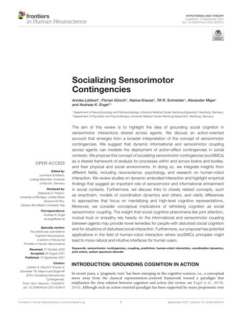 Pdf Socializing Sensorimotor Contingencies