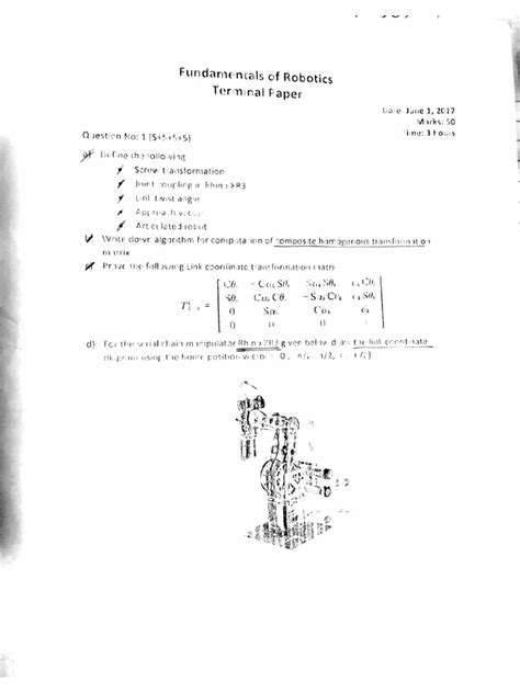 Robotics Past Papers Pdf