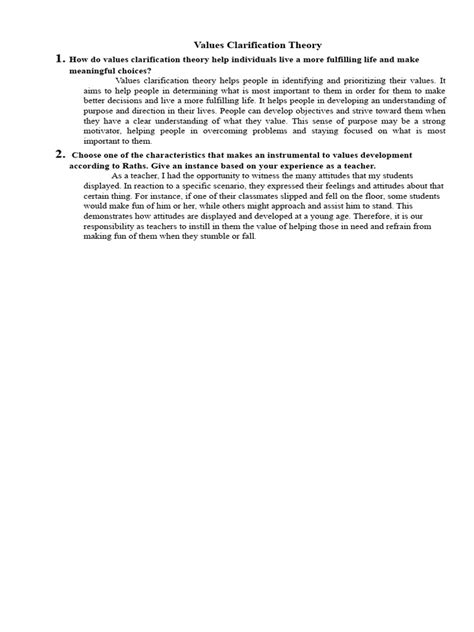 Values Clarification Theory Pdf Values Clarification Theory Pdf